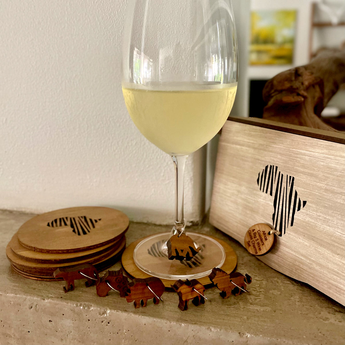 Africa Coasters & Wine Glass Charms | Big 5 – A Place To Shop