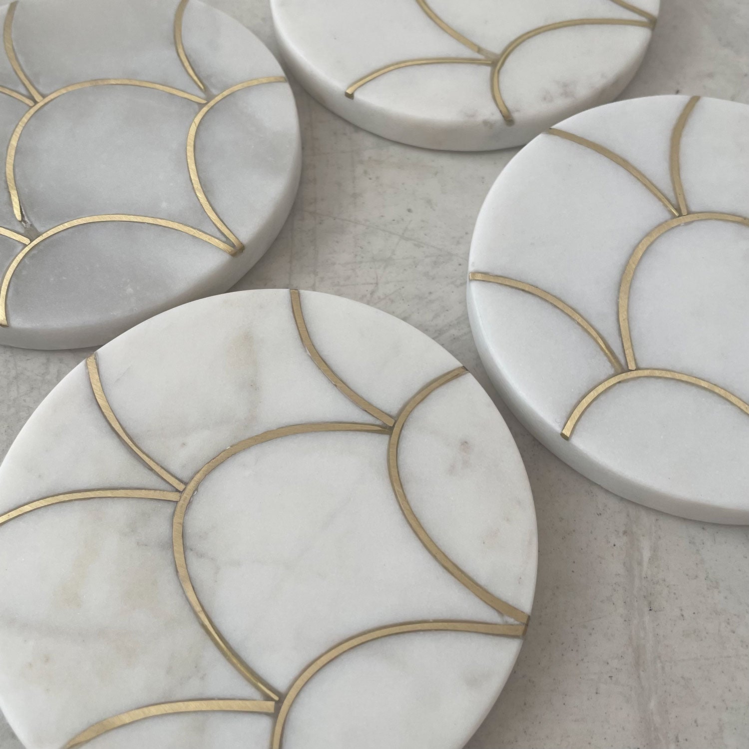 Marble Coaster | Brass Scallop – A Place To Shop